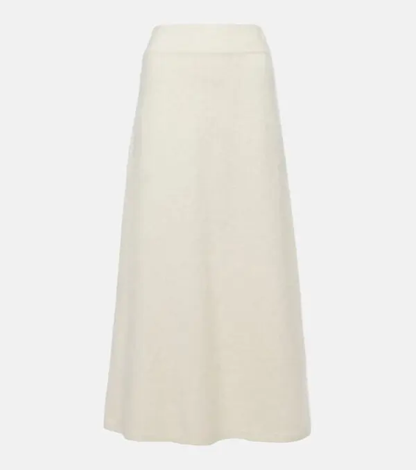 LISA YANG Asta Brushed Cashmere Midi Skirt - Neutrals