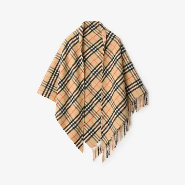 Burberry Check Wool Cashmere Cape - Sand