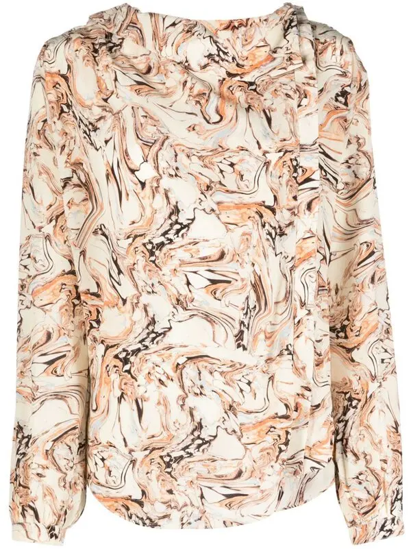 Isabel Marant Tiphaine Marble-print Blouse - Neutrals