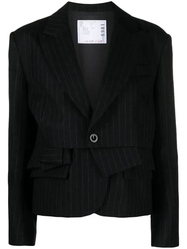 Sacai Pinstriped Wool Blazer