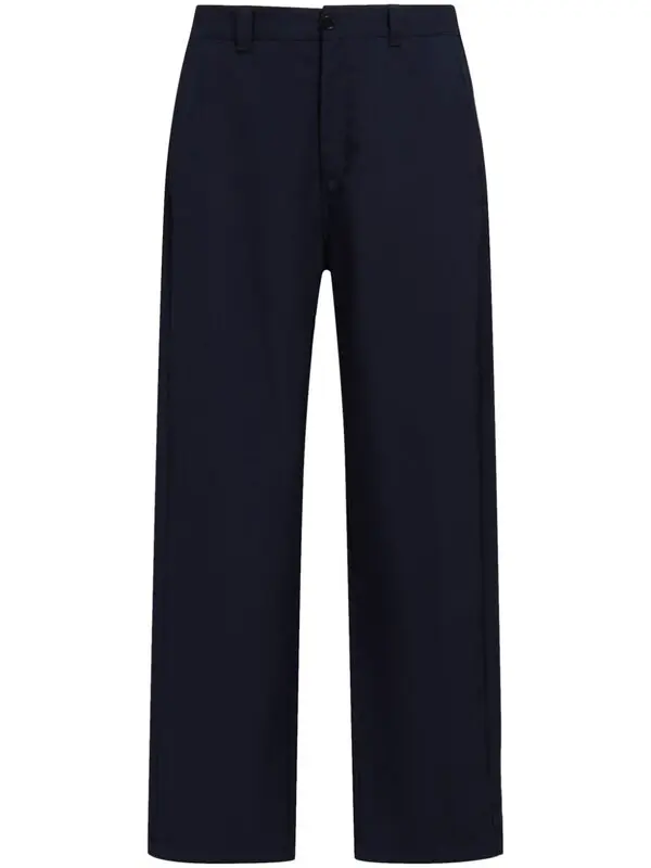 Marni Logo-waistband Virgin Wool Trousers - Blue