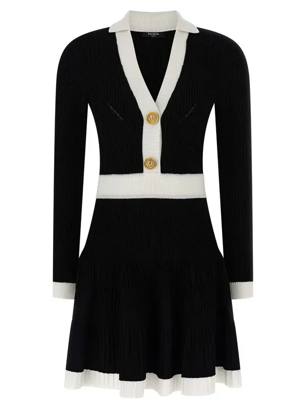 Balmain Two-tone Crochet Mini Dress - Multicolor