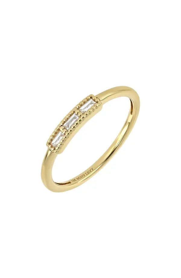 Bony Levy Baguette Diamond Stackable Ring - 18k Yellow Gold | Editorialist