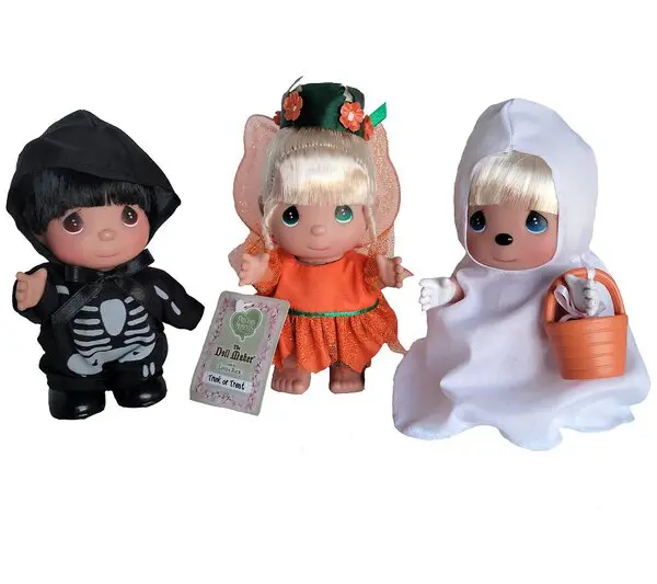 PRECIOUS MOMENTS The Doll Maker Trick Or Treat Mini Moments 5' D Oll Set