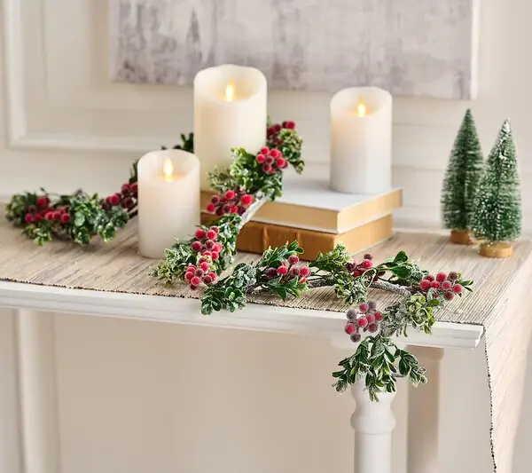 VALERIE PARR HILL 4' Glistening Berry And Boxwood Garland Valerie