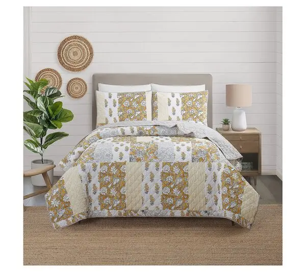 MODERN HEIRLOOM Saffron 3-piece King Quilt Set