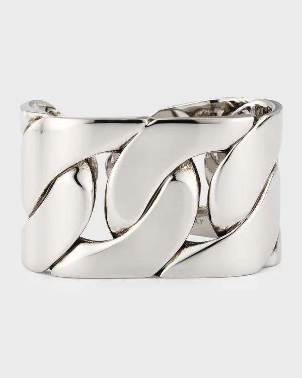 Alexander McQueen Silvertone Chain Link Two-finger Ring