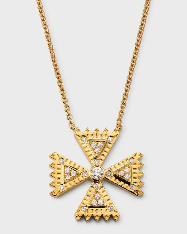 Harwell Godfrey 18k Yellow Gold Mini Diamond Crux Pendant Necklace - One-color