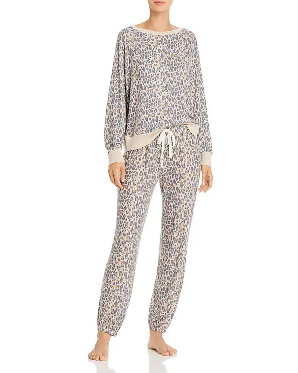 Honeydew Intimates Star Seeker Pajama Set In Pink Fantasy - Brown/natural Leopard