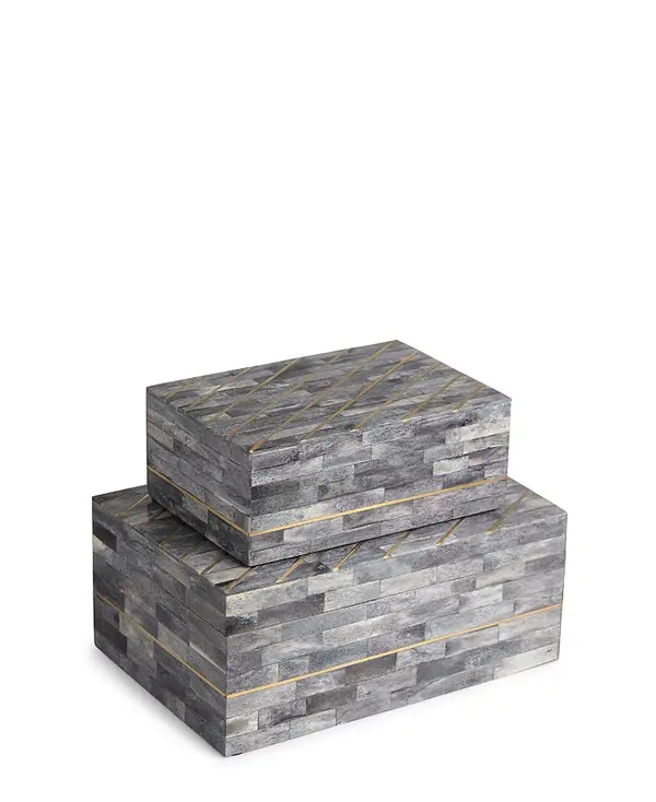 GAURI KOHLI Monaco Gray Decorative Boxes, Set Of 2