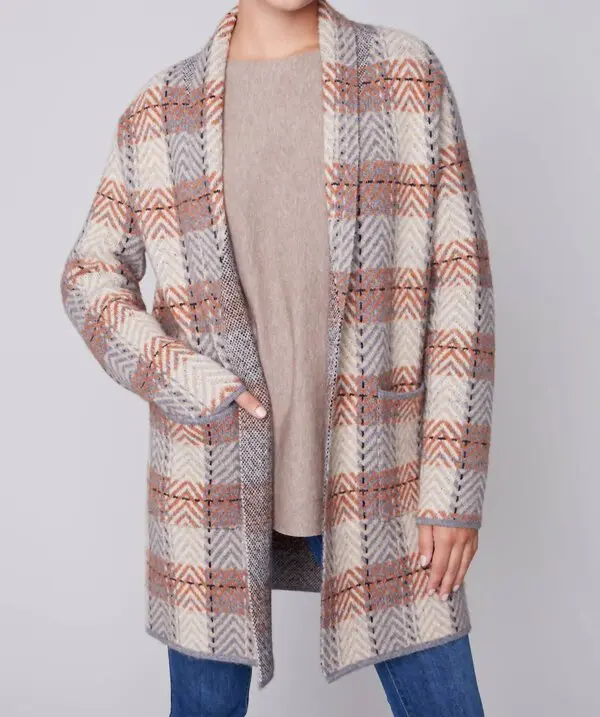 Buy CHARLIE B Truffle Shawl Chunky Sweater Coat - Multi At 35% Off ...