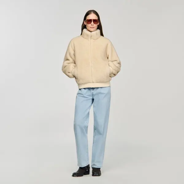 Sandro Faux Fur Jacket - Beige