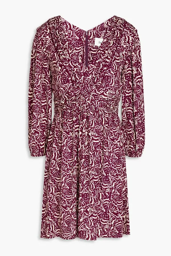 Ba&sh Lia Printed Crepe Mini Dress - Plum