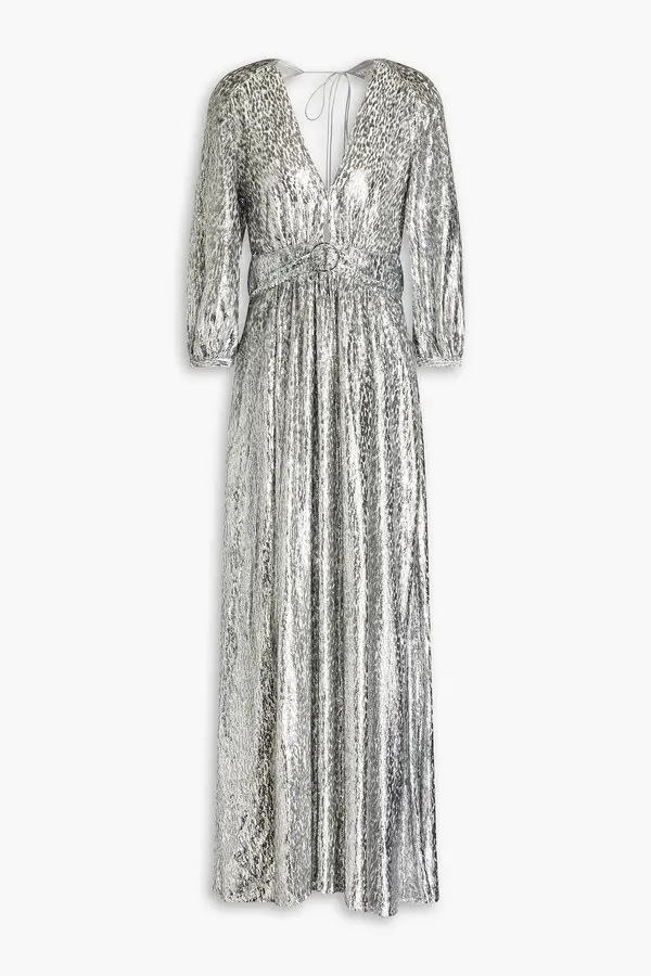 Ba&sh Dara Openback Ruched Metallic Fil Coupé Maxi Dress