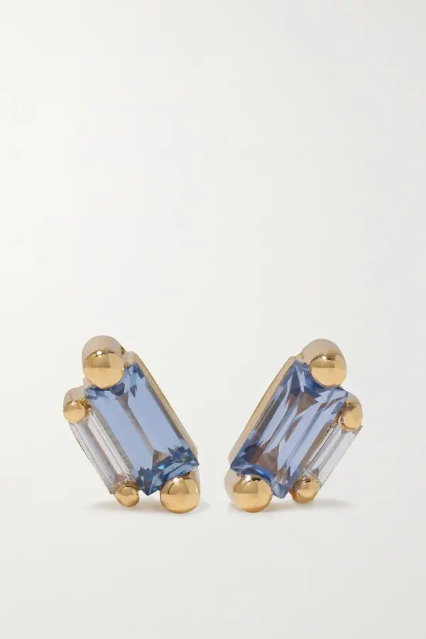 SUZANNE KALAN 18-karat Sapphire And Diamond Stud Earrings