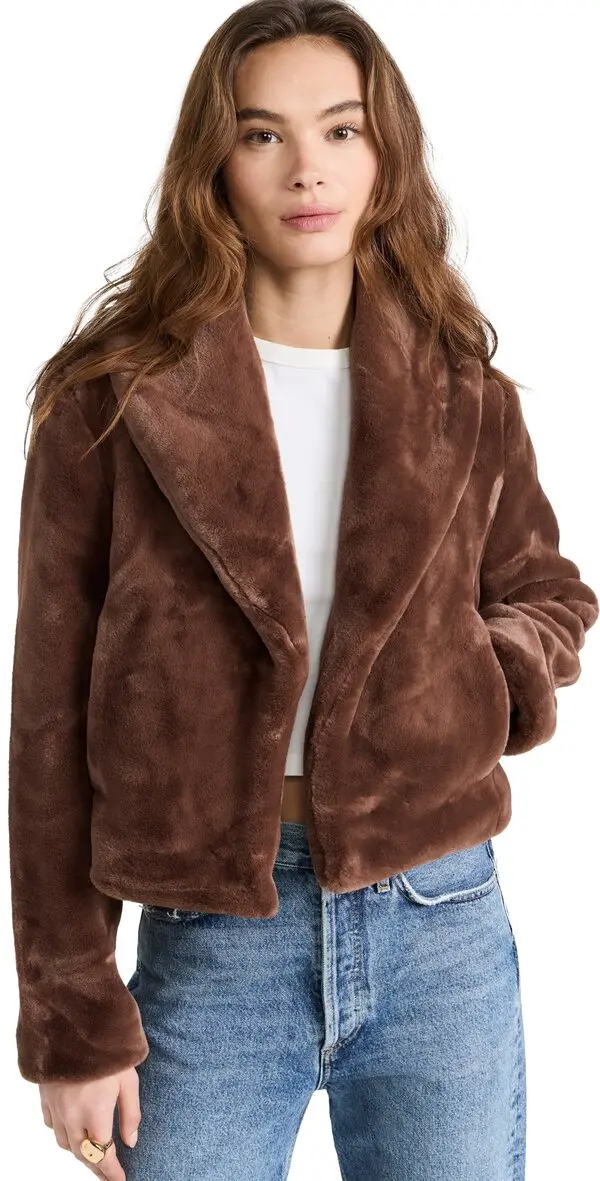 Blanknyc Faux-fur Jacket With Ruched Sleeves
