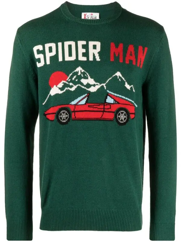 MC2 SAINT BARTH Spider-man Intarsia-knit Jumper - Green