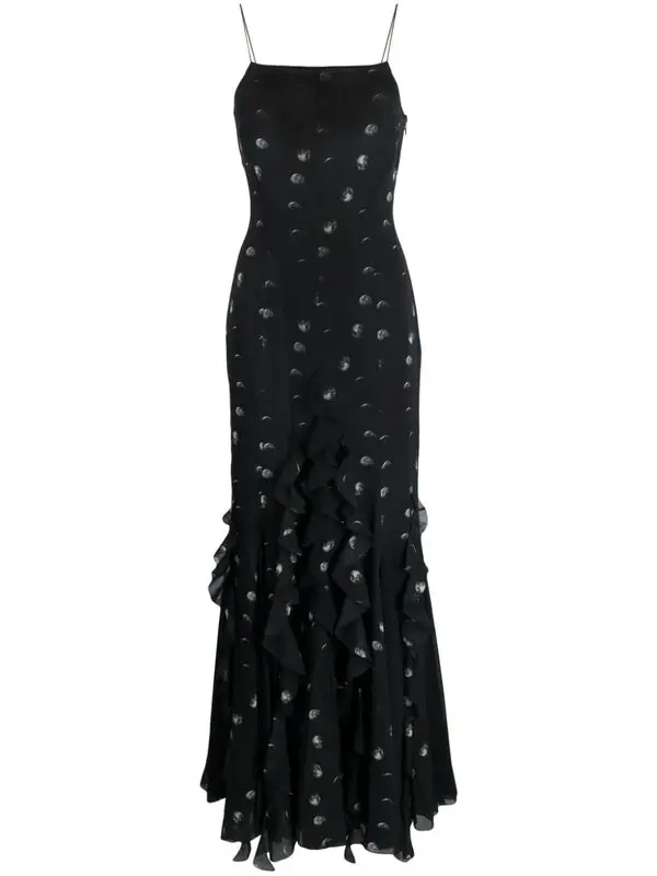 Off-White Moon-print Ruffled Maxi Dress