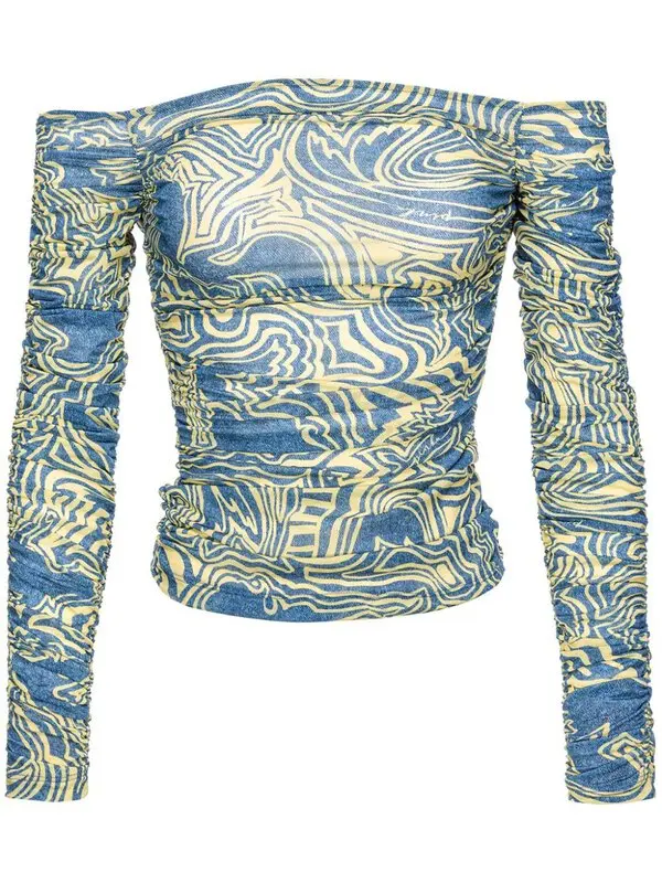 Pinko Graphic-print Off-shoulder Top
