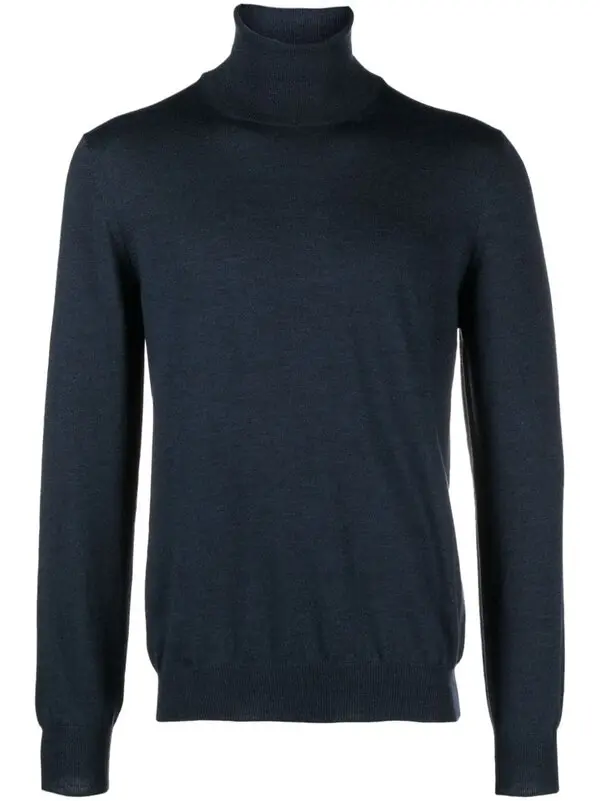 BARBA NAPOLI Roll-neck Virgin Wool Jumper - Blue