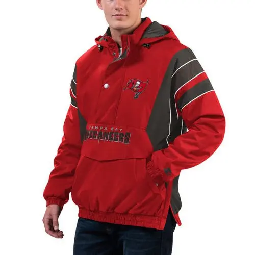 Starter Pewter Tampa Bay Buccaneers Home Team Half-Zip Hoodie