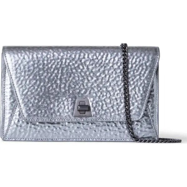 Akris Anouk Metallic Leather Wallet On Chain - 801 Inox