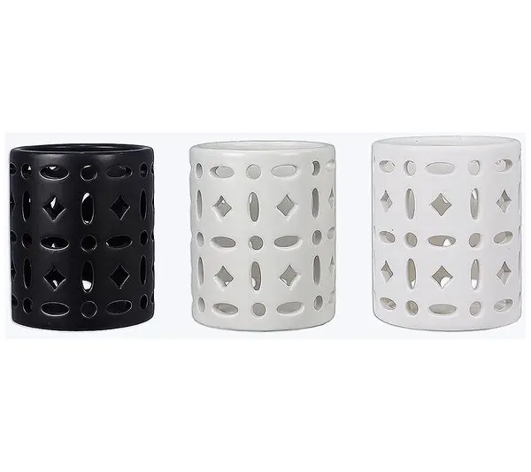 YOUNG'S INC. Young's S/3 Ceramic Matte Finish Candle Lantern