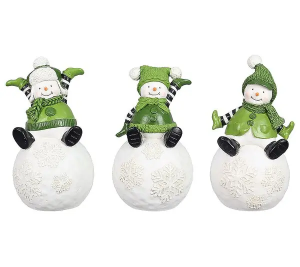 YOUNG'S INC. Young's Set Of 3 Resin Twas The Night Snowman O N Snowball