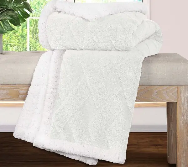 SUPERIOR Reversible Jacquard Fleece Blanket -throw