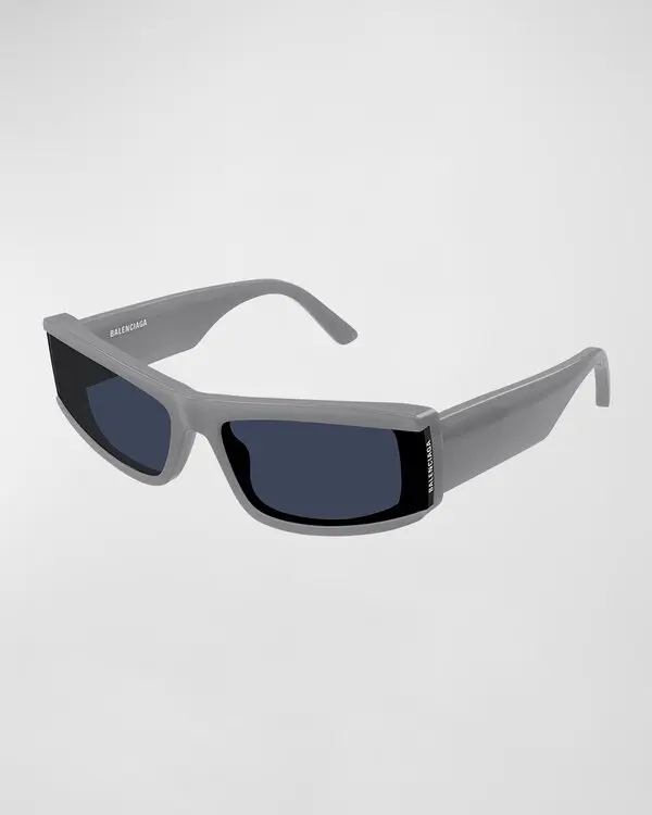 Balenciaga Bb0301sm Rectangle Sunglasses - Shiny Solid Grey