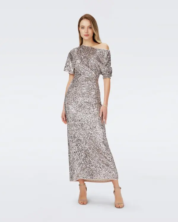 diane von furstenberg white sequin dress $698 DVF Diane von Furstenberg Joylyn White Sequin Cutout Shift Dress XS  D357