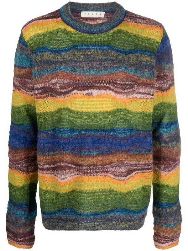 PAURA Intarsia-knit Ribbed-trim Jumper - Green