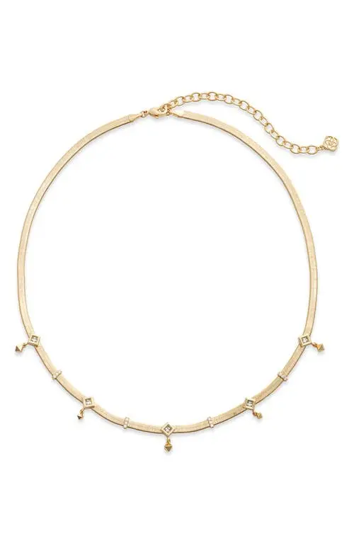 Kendra Scott Gracie Crystal Station Snake Chain Necklace - Gold White