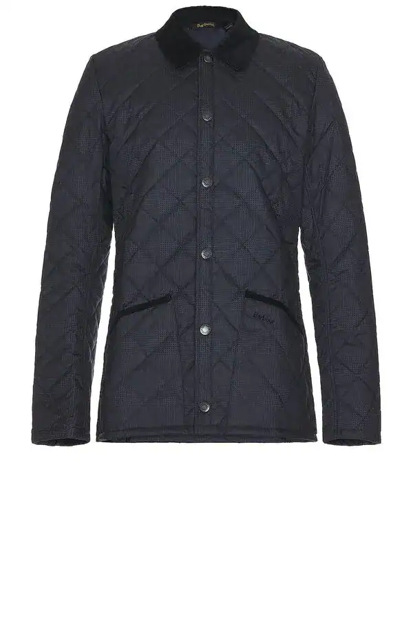 Barbour Checked Heritage Liddesdale Quilt Jacket Navy Editorialist