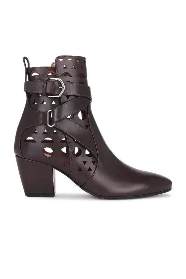 Alaïa Perforated Ankle Boots - Marron Fonce