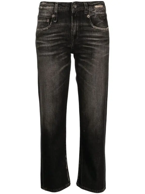 R13 Distressed-effect Cropped Jeans - Grey