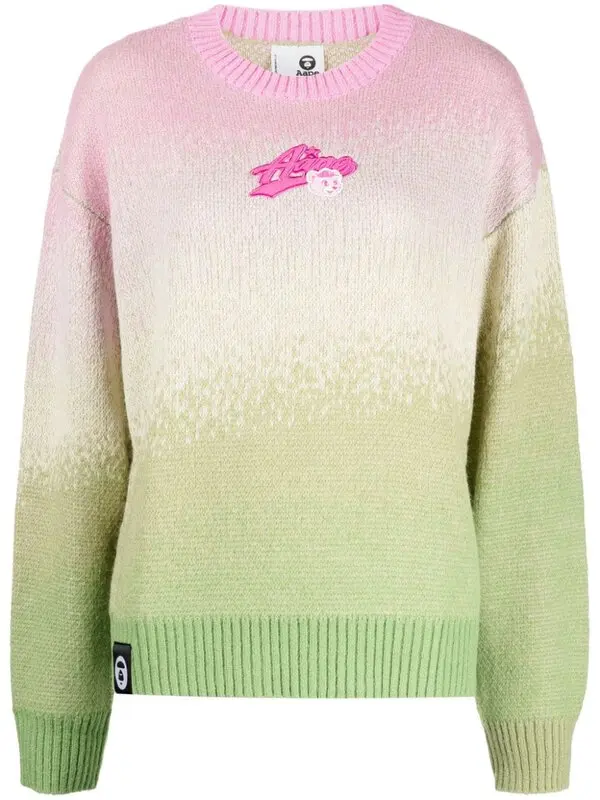 Aape By *A Bathing Ape® Logo-Appliqué Gradient Jacquard Jumper - Pink ...