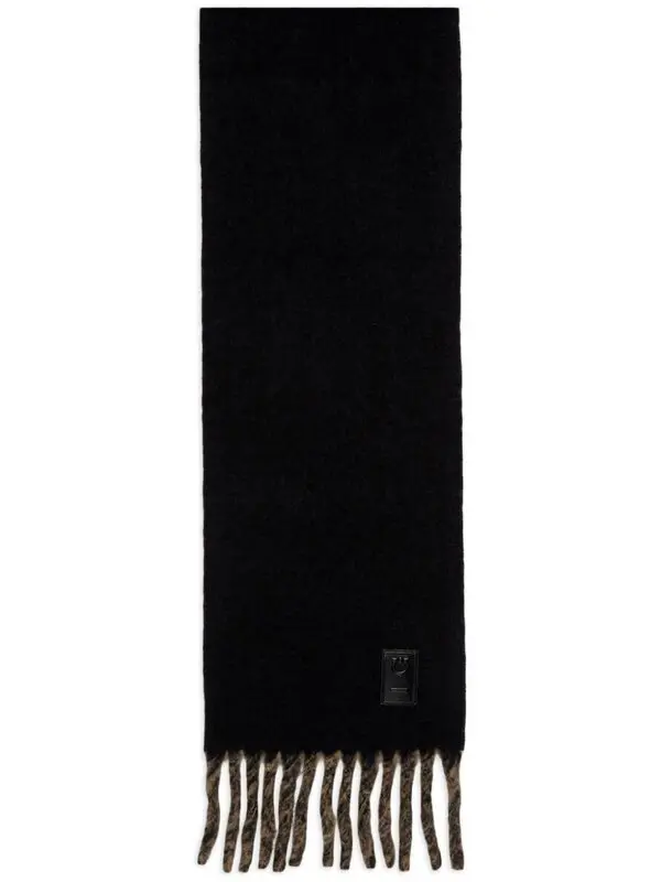 FERRAGAMO Double Scarf With Fringing - Black