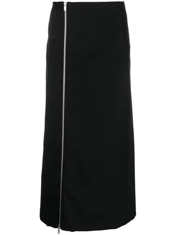 JIL SANDER Off-centre Wool Maxi Skirt