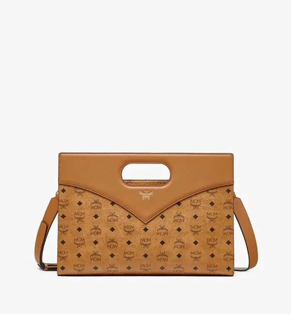 Mcm Visetos Leather Mix Diamond Bag - Cognac