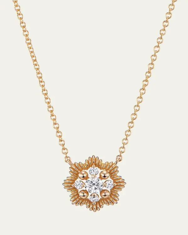 OSCAR MASSIN Lace Flower Diamond Pendant Necklace - Yellow Gold
