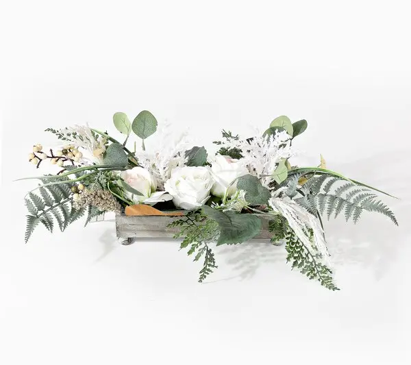 SAFAVIEH Faux 10' Rose & Fern Potted Arrangemen