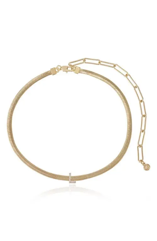 Ettika Pavé Cubic Zirconia Initial Charm Necklace - Gold - L