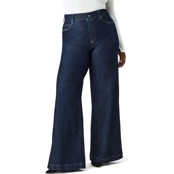 SPANX® Wide Leg Pull-on Jeans - Raw Indigo Wash