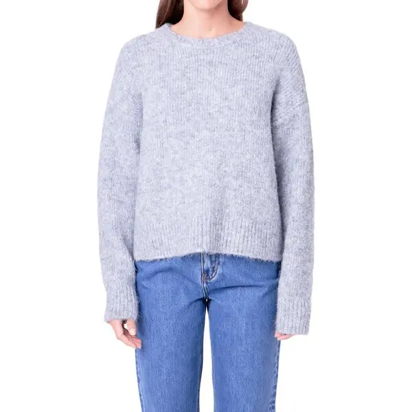 English Factory Ribbed Knit Crewneck Sweater