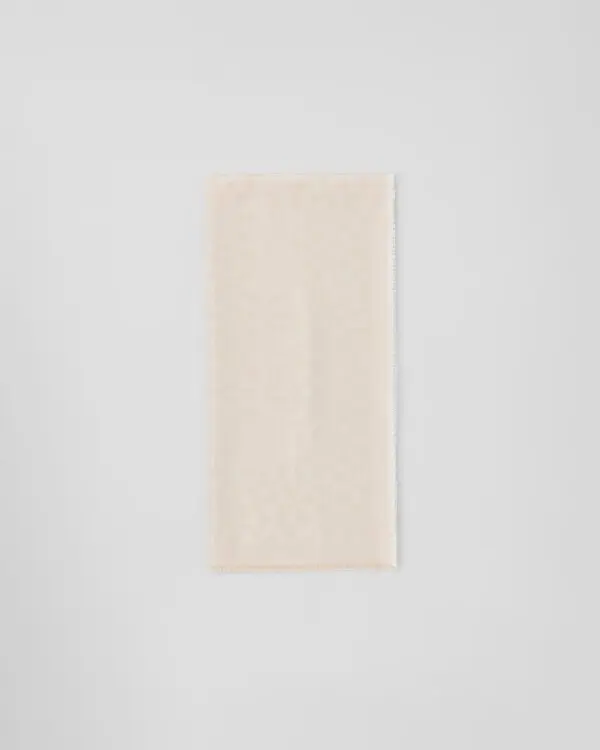 Prada Wool, Silk, Cashmere And Lurex Jacquard Shawl - White/platinum