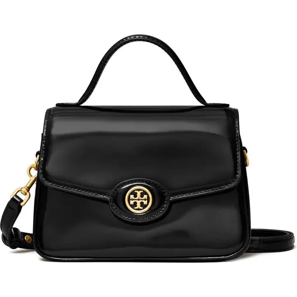 Tory Burch Small Robinson Leather Top Handle Bag - Black