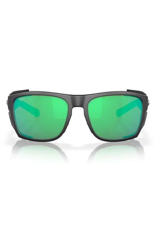 COSTA DEL MAR King Tide 6 58mm Polarized Rectangular Sunglasses - Green