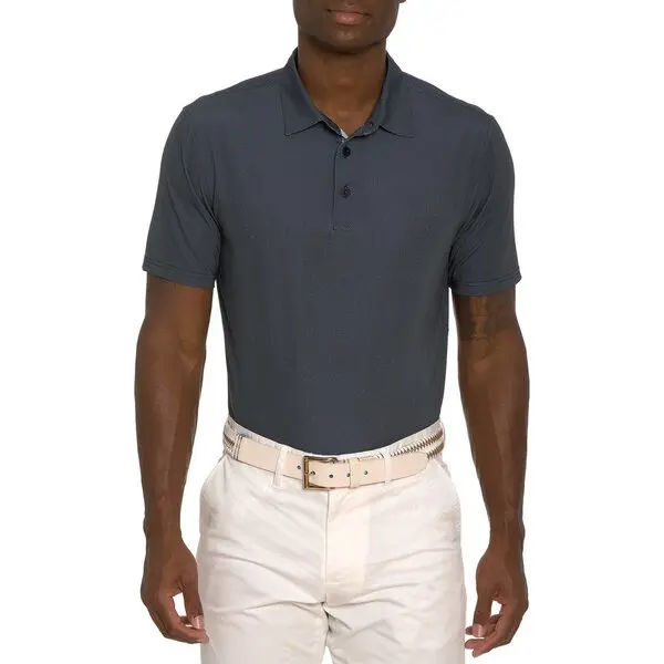 Robert Graham Hyde Bird's Eye Performance Polo - Black