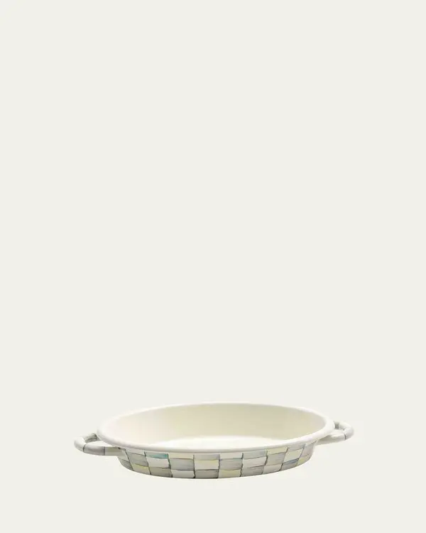 MACKENZIE-CHILDS Sterling Check Enamel Oval Gratin Dish, Medium - One-color